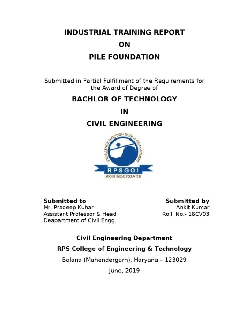 Industrial Training Report Format | PDF