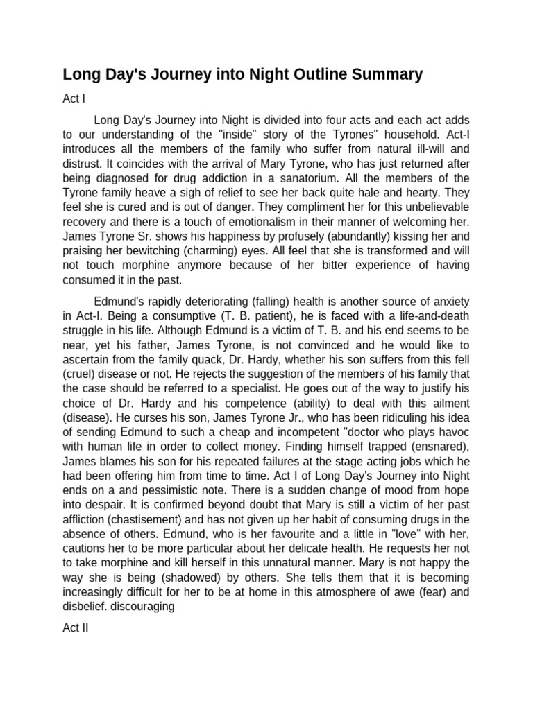 Summary of Long Days Into Journey | PDF
