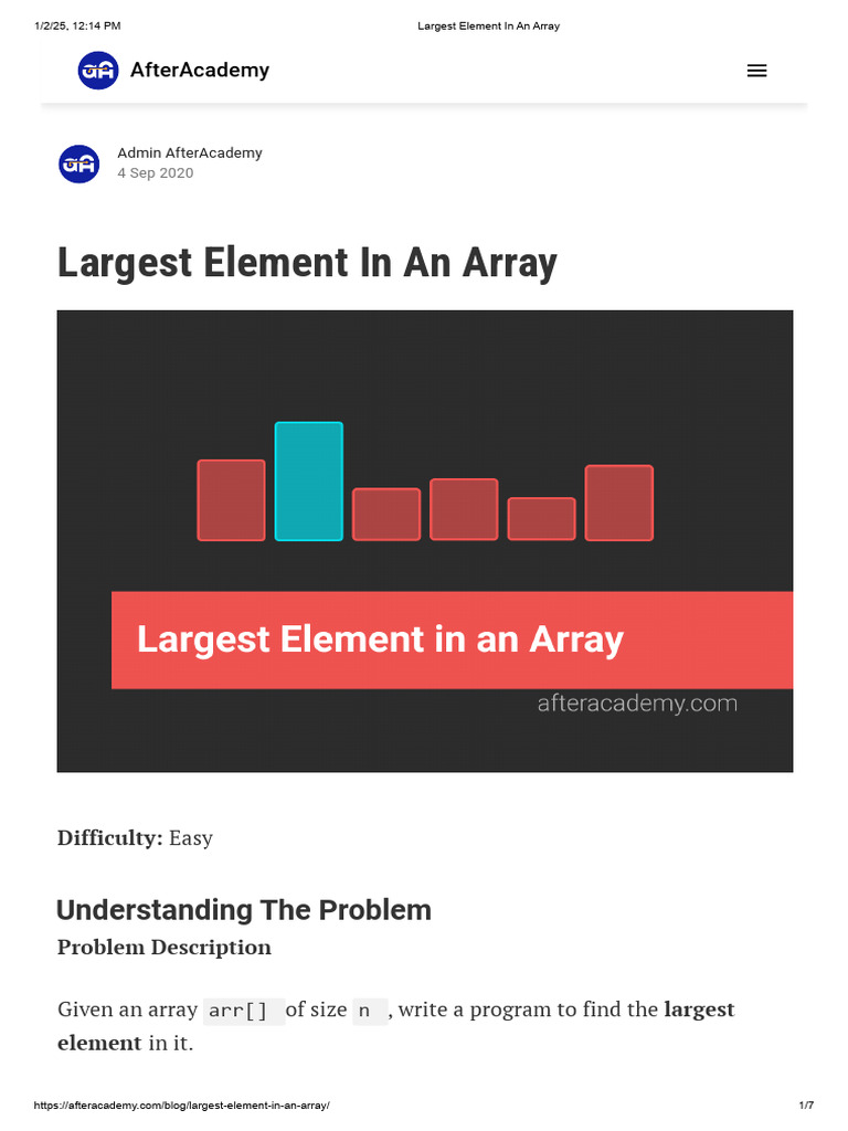 Largest Element In An Array Pdf Time Complexity Software Engineering