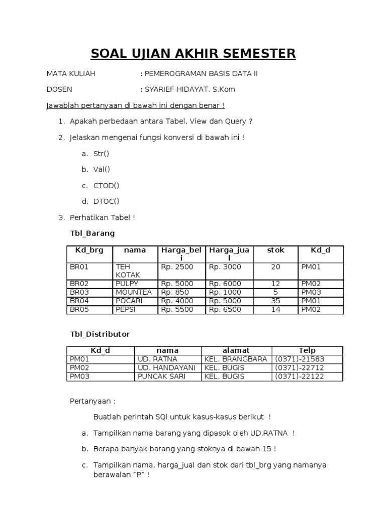 Soal Basis Data II | PDF