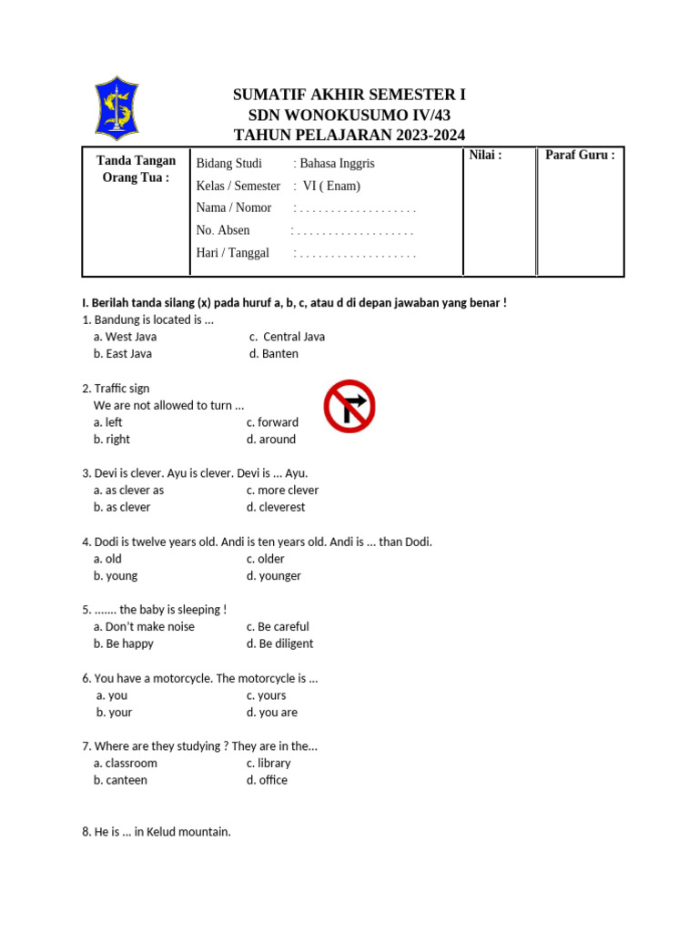 SAS B.ING KELAS 6 | PDF