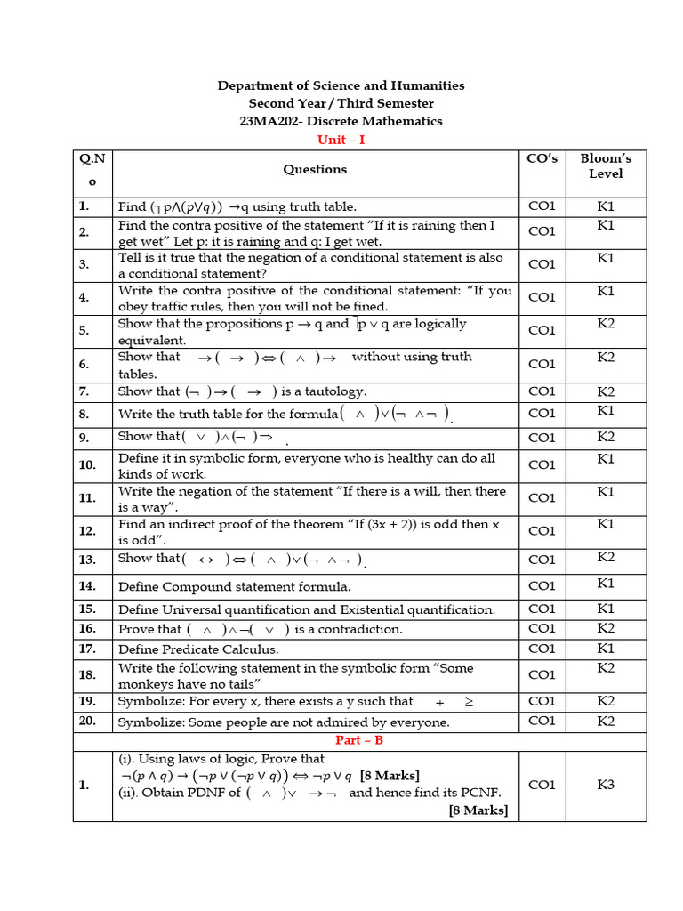 Discrete Mathematics Questions and Solutions | PDF | Group (Mathematics ...