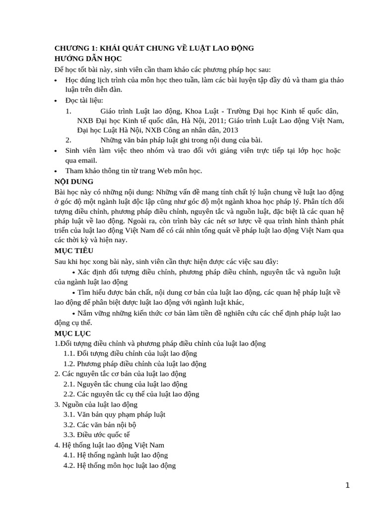 Bai 1 - Luat Lao Dong | PDF
