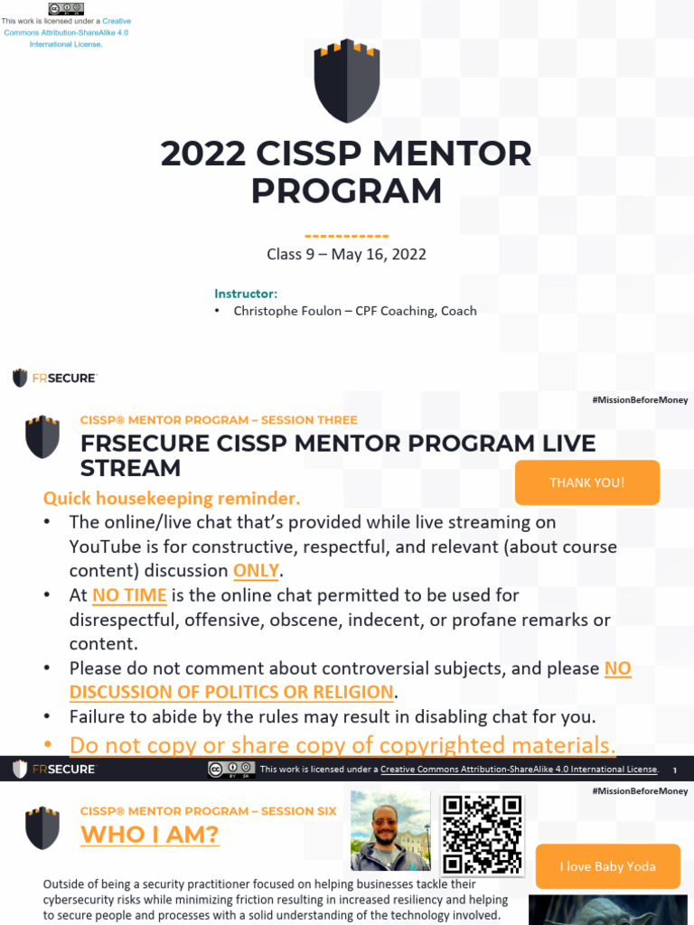 2022 FRSecure CISSP Mentor Program - 2022 - Class Nine | PDF | Security ...