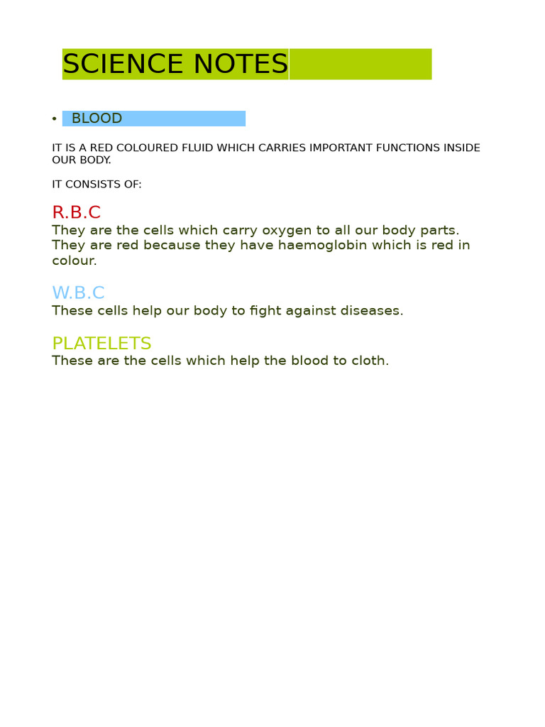 Blood Basics for Young Learners | PDF