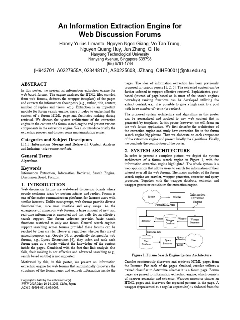 An Information Extraction Engine For Web | PDF | World Wide Web ...