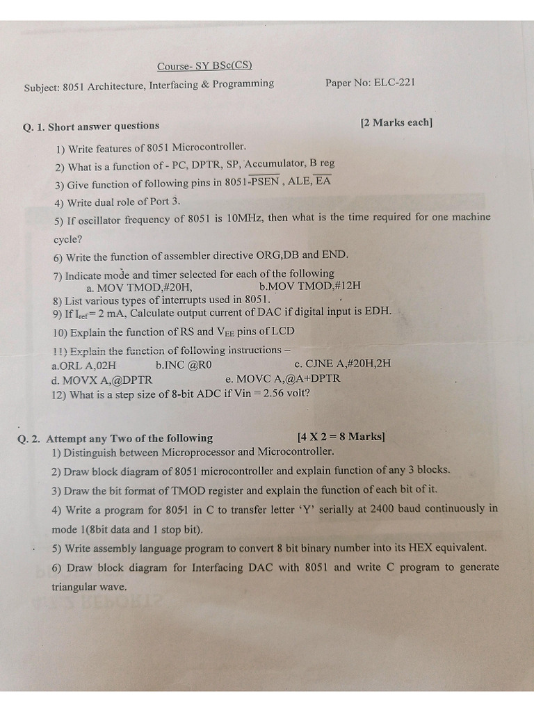 SY-E1 Question Bank | PDF