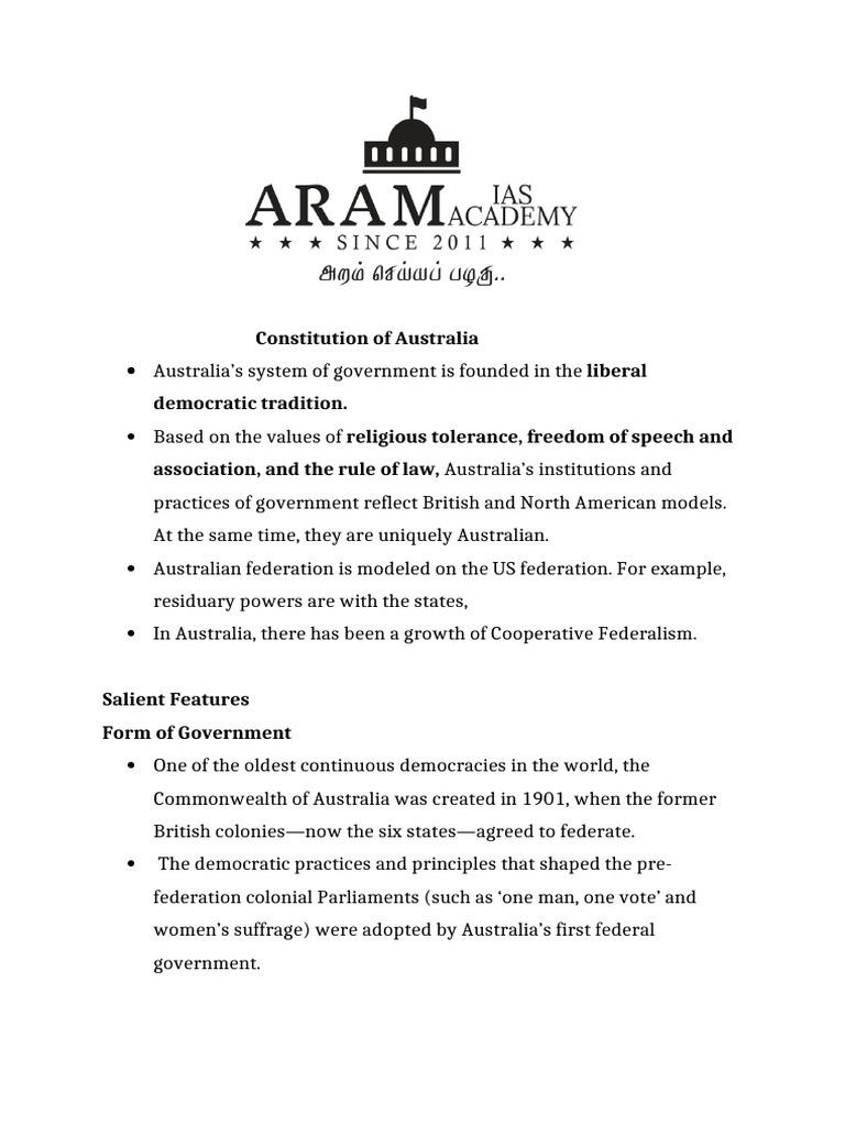Constitution of Australia | PDF | States And Territories Of Australia ...
