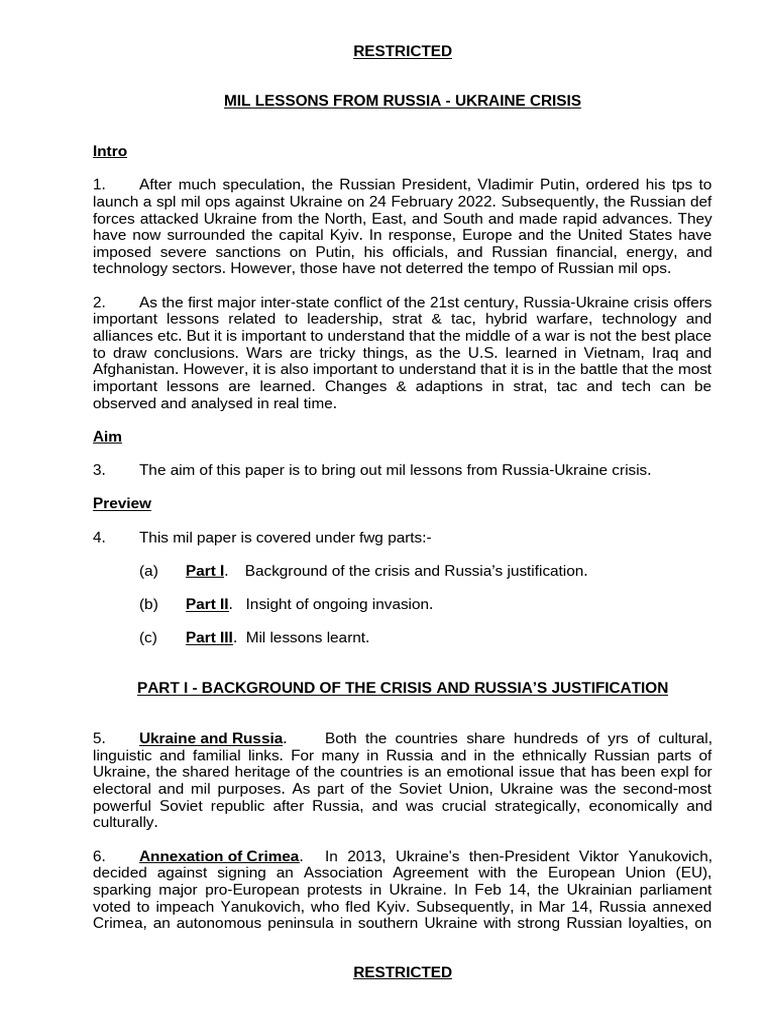 Military Lessons from the Russia-Ukraine War | PDF | Annexation Of ...