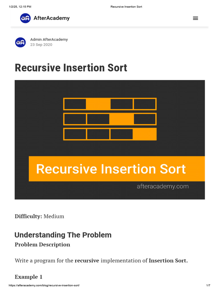 Recursive Insertion Sort | PDF | Theoretical Computer Science | Applied ... Recursive Insertion Sort | PDF | Theoretical Computer Science | Applied ...
