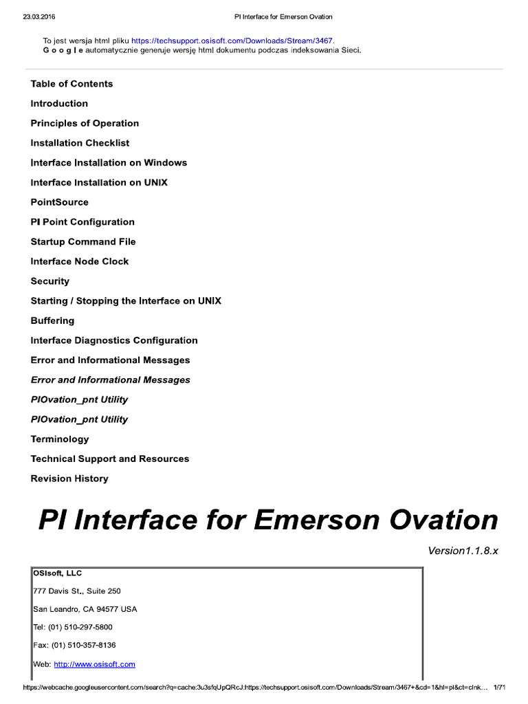 PI Interface For Emerson Ovation 1.1.8 | PDF