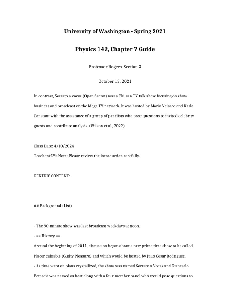 Physics 142 Chapter 7 Guide Pdf Television Series Non Fiction