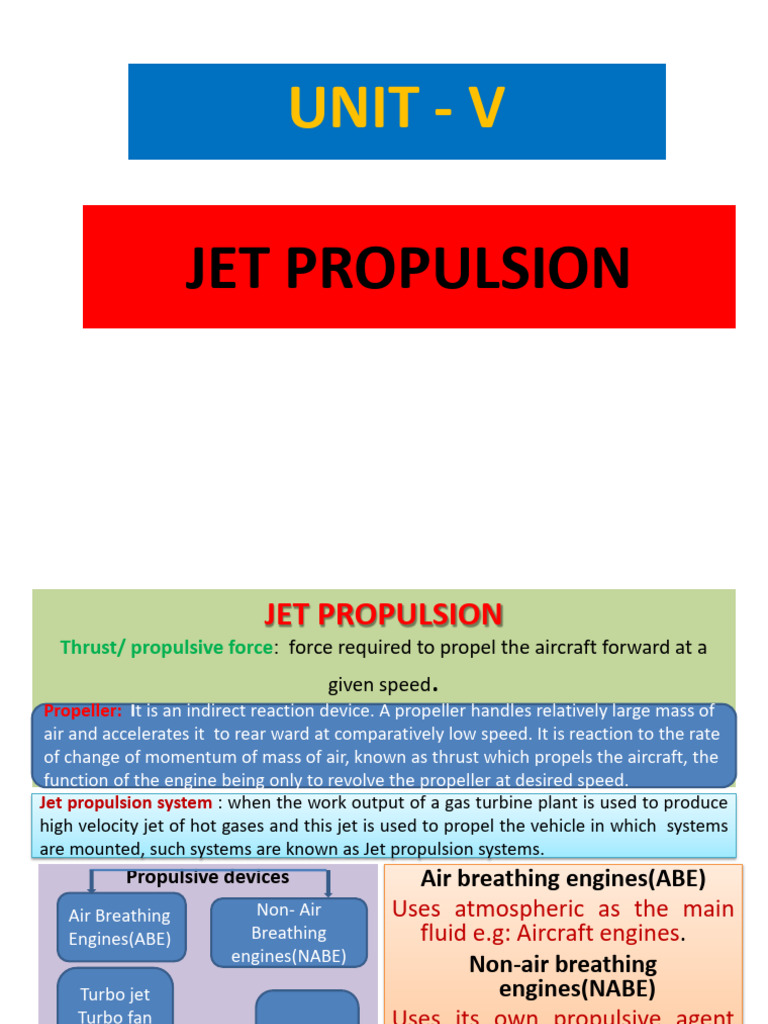 UNIT V Jet propulsion | PDF | Rocket Propellant | Jet Engine