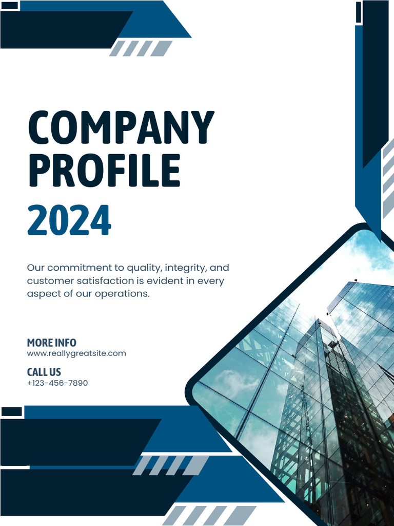 White and Blue Modern Company Profile Cover Document A4 Portrait | PDF