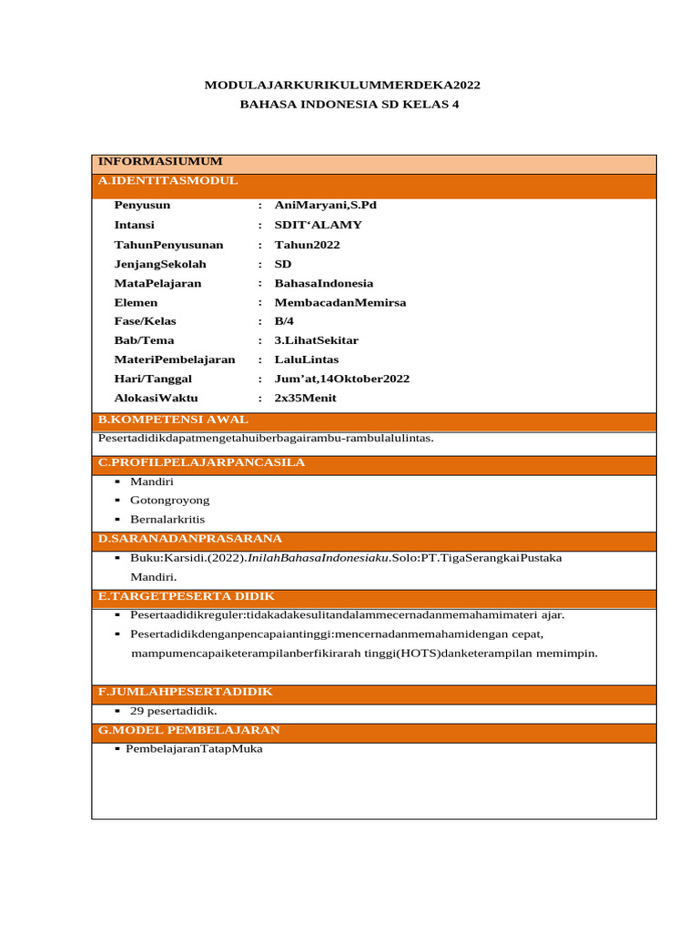 Contoh Modul Ajar Ekin 2025 | PDF