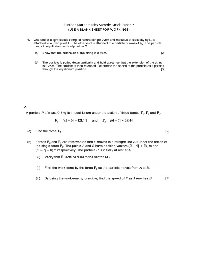 Further Mathematics Sample Mock Paper 2 | PDF
