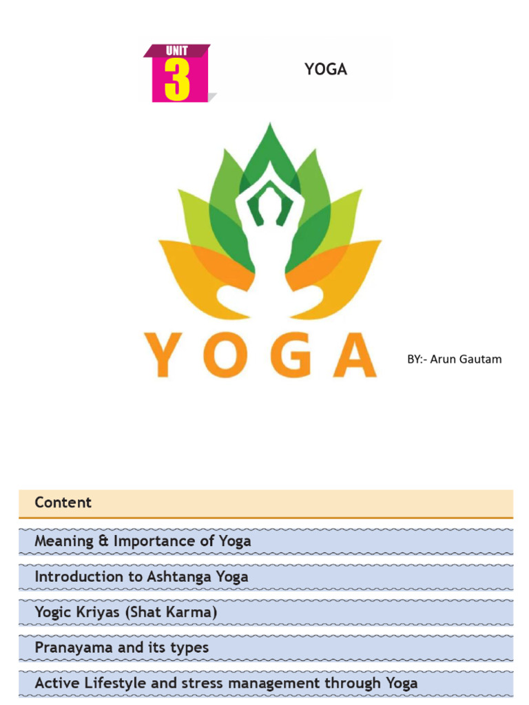 Chapter 3 Yoga Class 11 Phy Edu | PDF | Yoga | Hindu Prayer And Meditation