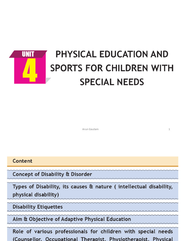 Chapter 4 PE and Sports For CWSN Class 11 Phy Edu | PDF | Mental Disorder | Attention Deficit ...