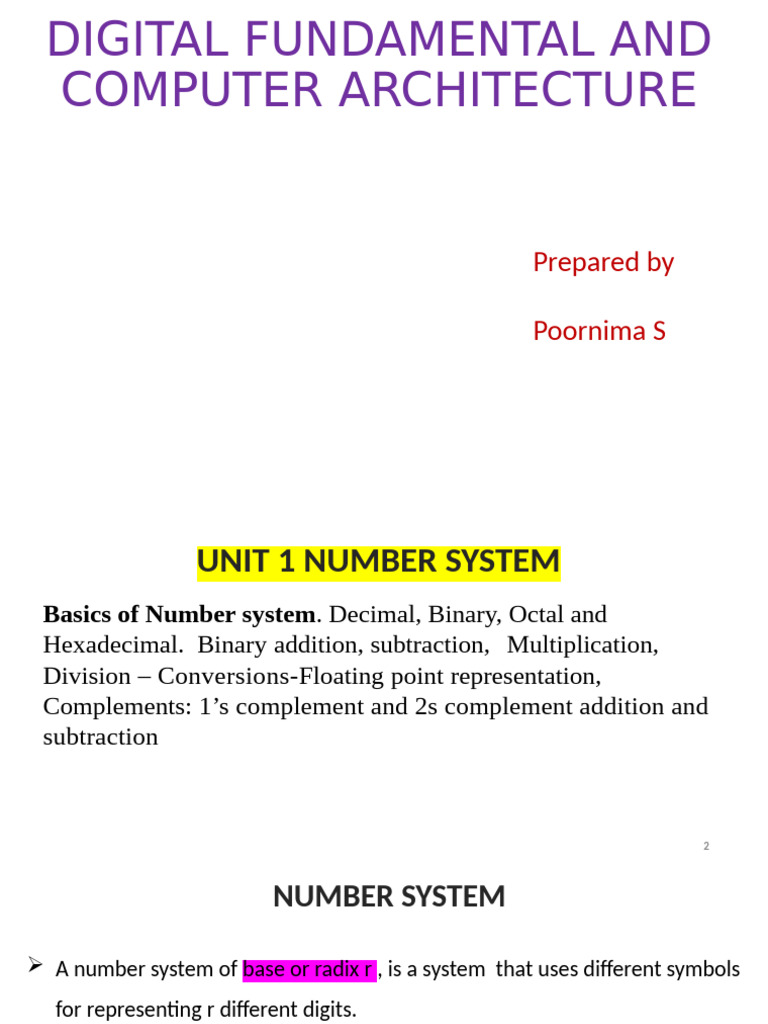 NUMBER SYSTEM _DIGITAL FUNDAMENTAL AND COMPUTER ARCHITECTURE | PDF | Subtraction | Computing