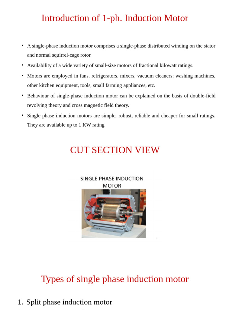 Overview of Single-Phase Induction Motors | PDF | Electric Motor ...
