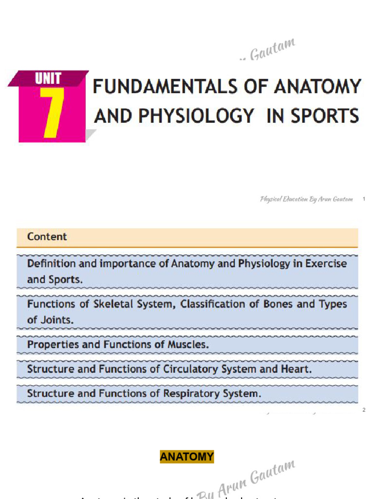 Anatomy and Physiology in Sports Education | PDF | Heart | Skeleton