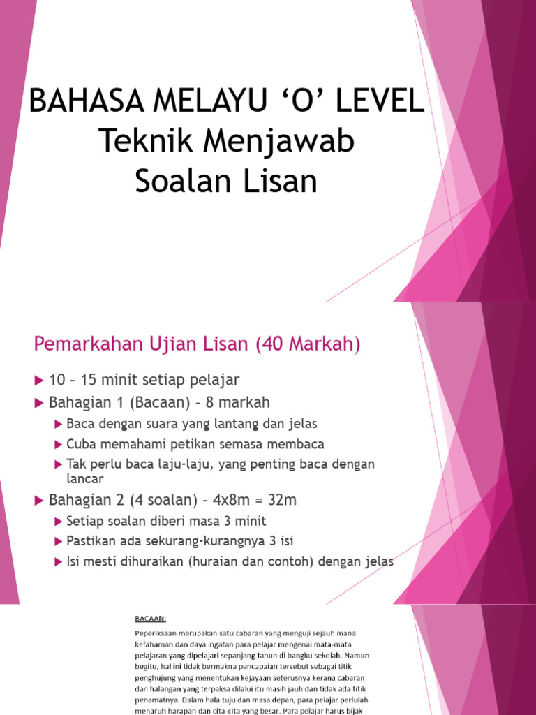 Lisan Bahasa Melayu O' Level | PDF