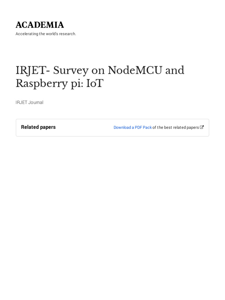 Irjet Survey On Nodemcu And Pdf Raspberry Pi Computer Engineering 9093
