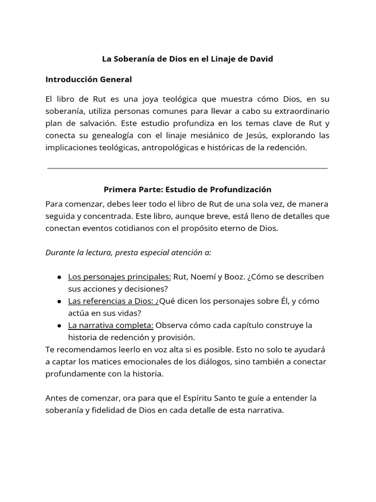 Hoja de Trabajo. Redención y Fidelidad, Libro de Rut | PDF | Rut (figura bíblica) | David