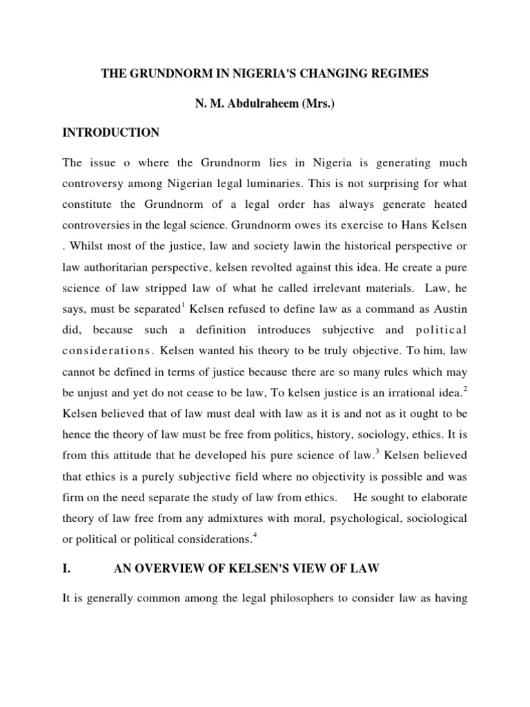 The Grundnorm in Nigeria's Changing Regimes | PDF | Jurisprudence | Norm (Social)