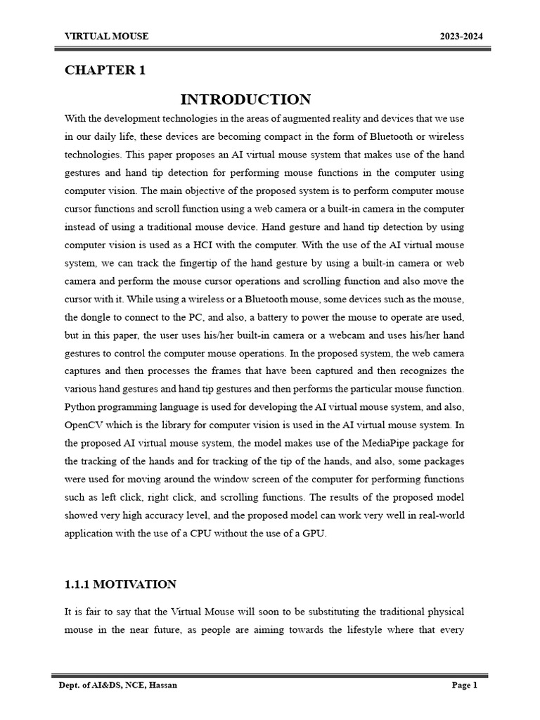 VERTUAL MOUSE REPORT | PDF | Python (Programming Language) | Cursor (User Interface)