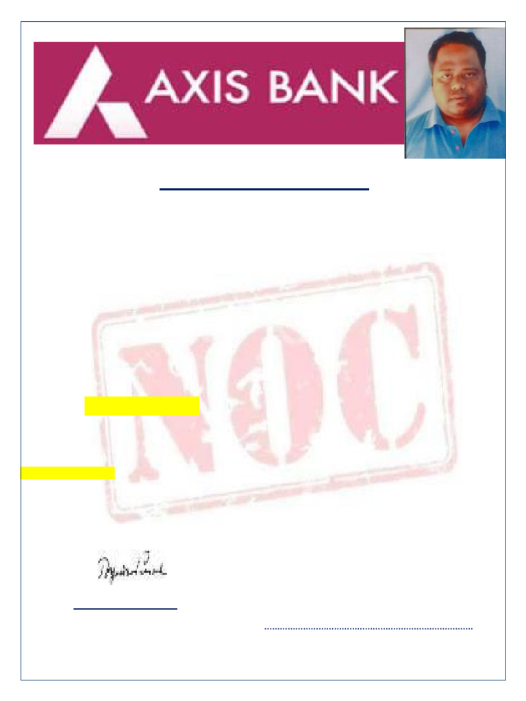 NOC AXIS BANK (MR, Suman Debnath) | PDF