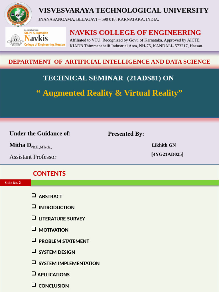 Technical Seminar PPT Template | PDF | Virtual Reality | Augmented Reality