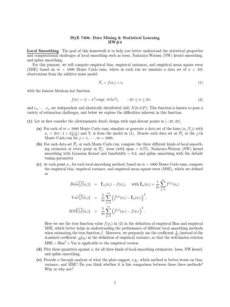7406HW04 | PDF | Mean Squared Error | Statistical Theory