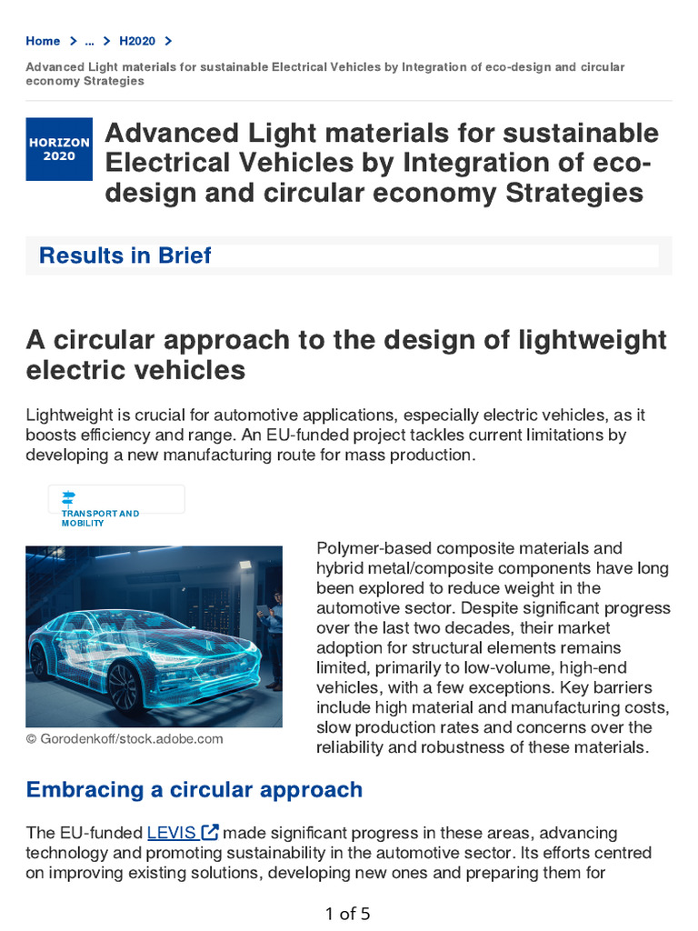 A Circular Approach To The Design of Lightweight Electric Vehicles ...