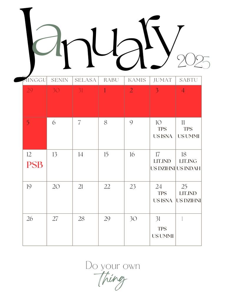 Simple Elegant January 2025 Calendar Monthly Planner-2 | PDF