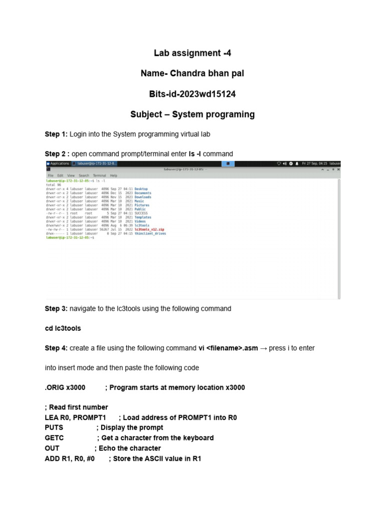 chandbhan sytem prog4 | PDF | Ascii | Computer Architecture