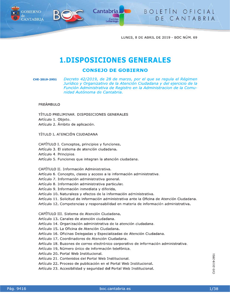 Tema 16 Decreto 42 2019 Exacto | PDF