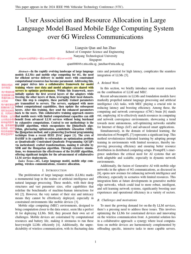 User Association and Resource Allocation in Large Language Model Based ...