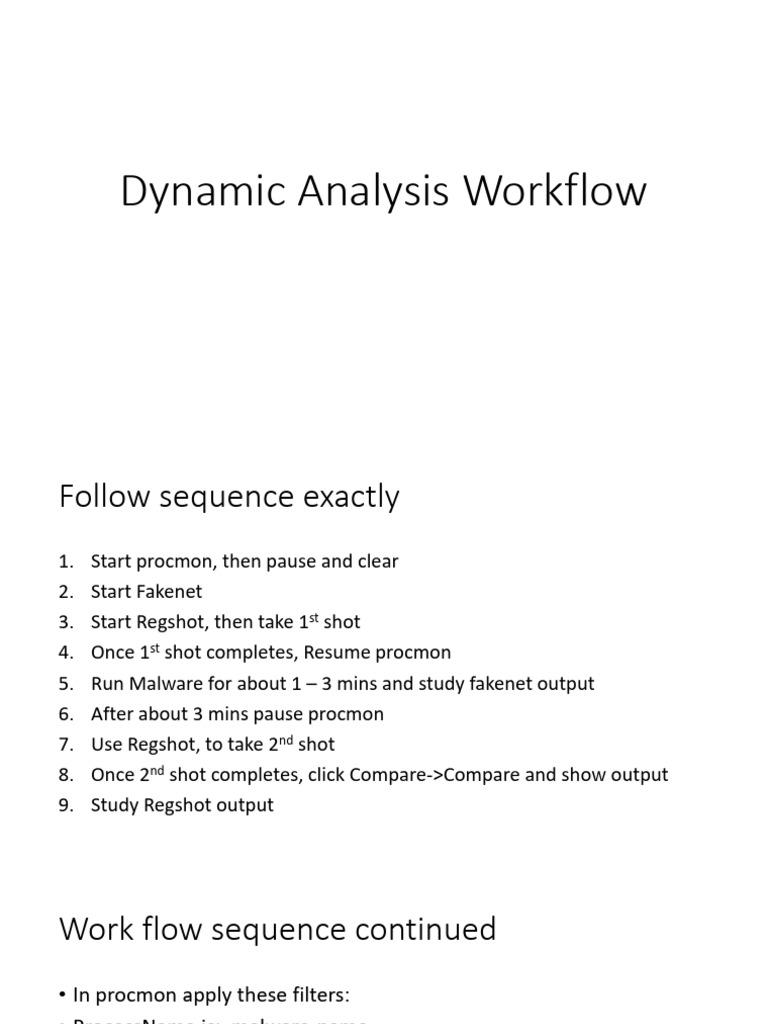 Dynamic Malware Analysis Workflow | PDF