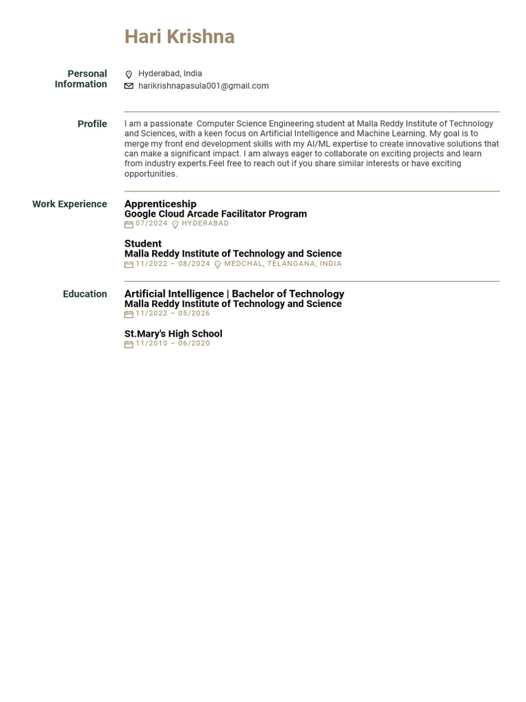 8ksbboyldg - (FREE COPY) Hari Krishna Resume | PDF