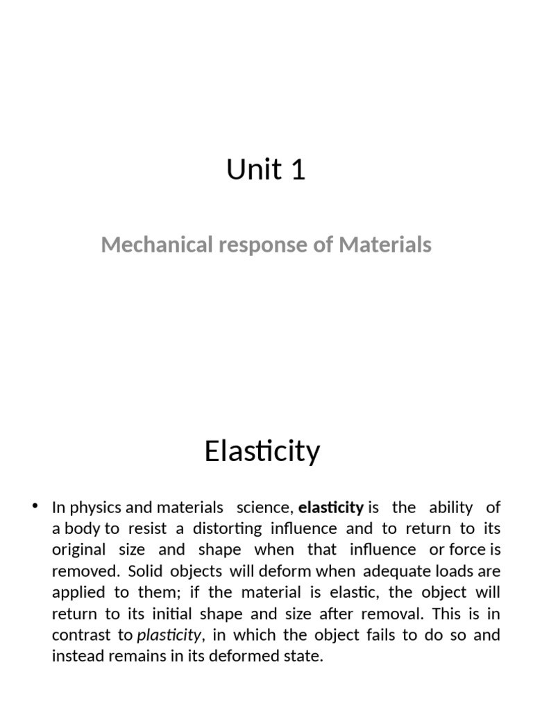 Unit 1 Material Science II | PDF | Deformation (Engineering) | Young's Modulus