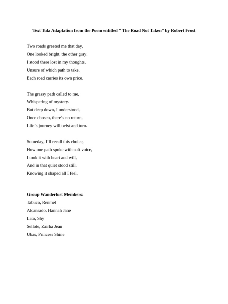 Group Wanderlust Text Tula Adaptation | PDF