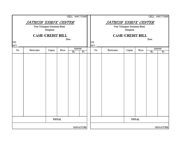 Sathish Xerox Bill | PDF