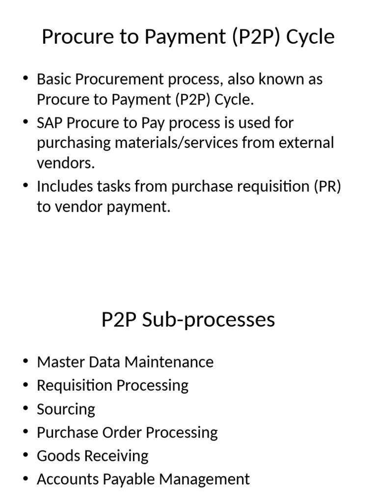 Procure To Payment P2P Cycle 1 | PDF