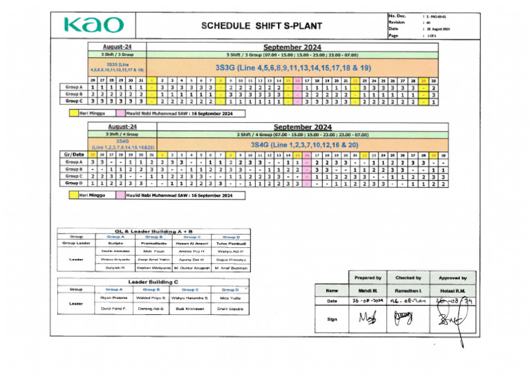 Schedule Shift September 2024 | PDF
