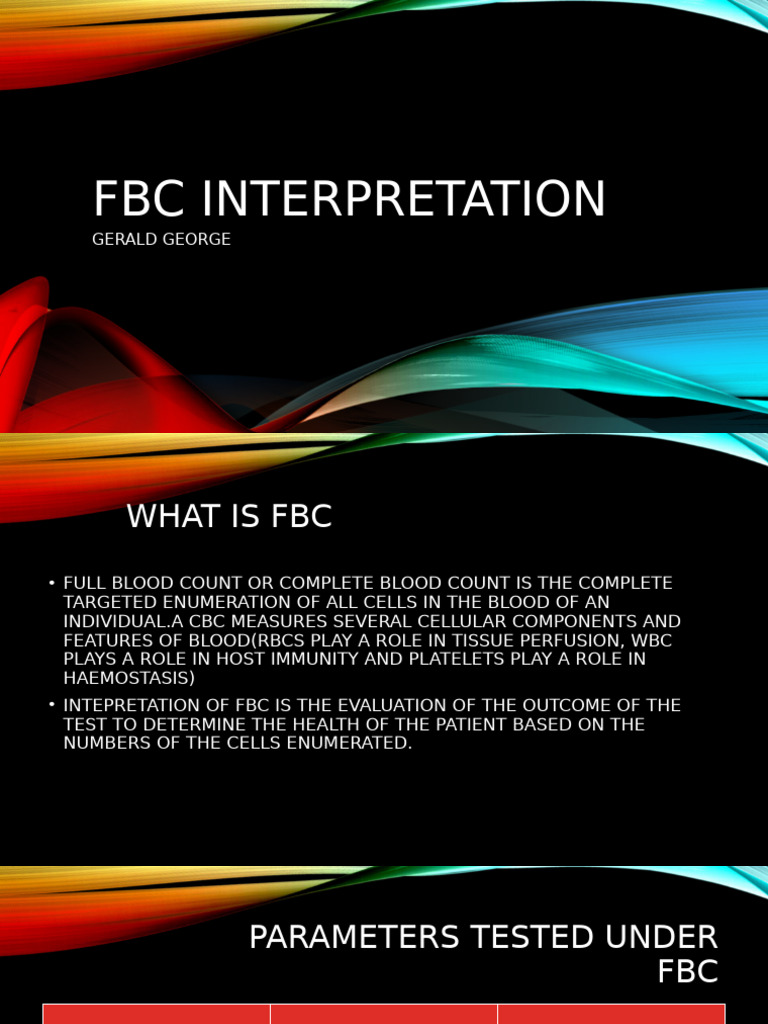 Gerald George FBC Interpretation | PDF | Anemia | Platelet