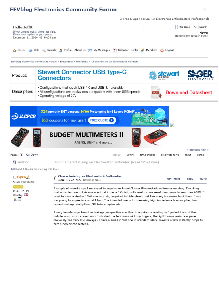 Characterising an Electrostatic Voltmeter - Page 1 | PDF | Internet Forum | Capacitor