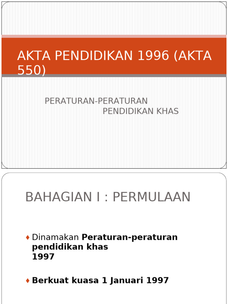 AKTA PENDIDIKAN 1996 (AKTA 550) We9 | PDF