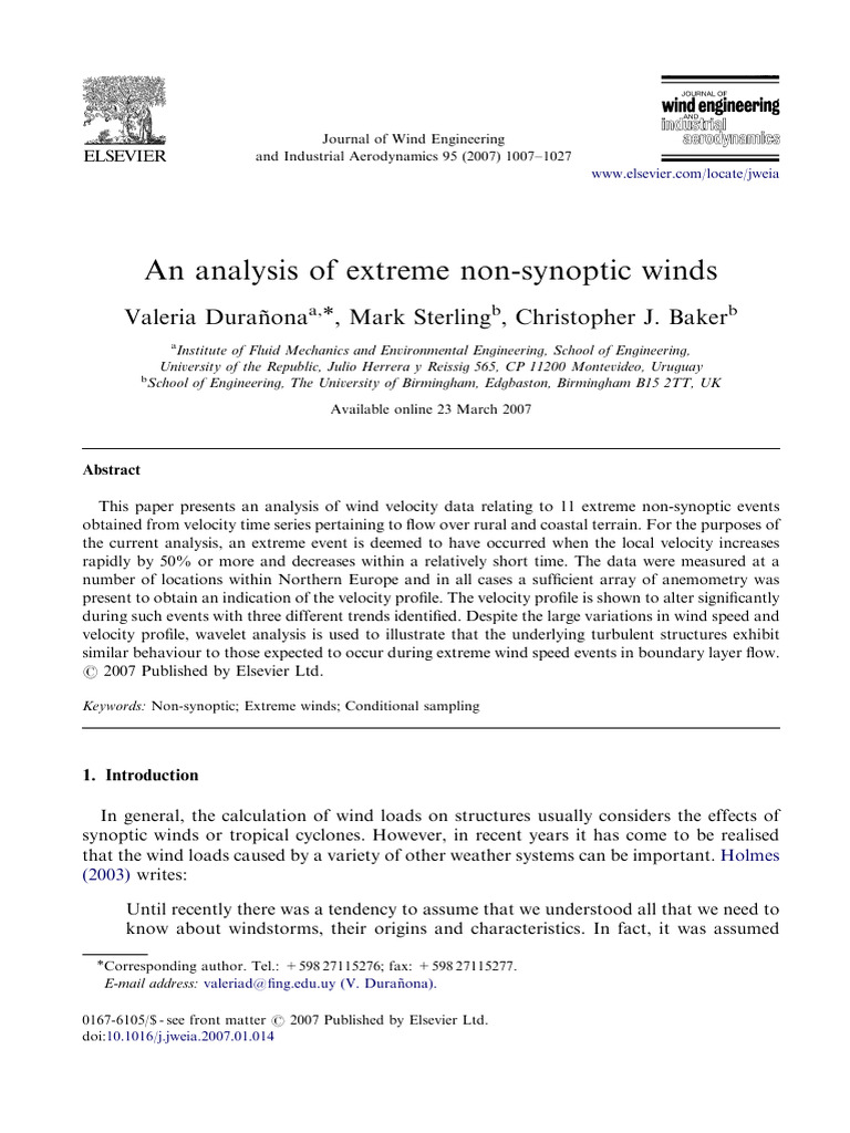 An Analysis of Extreme Non-Synoptic Winds | PDF | Wavelet | Wound