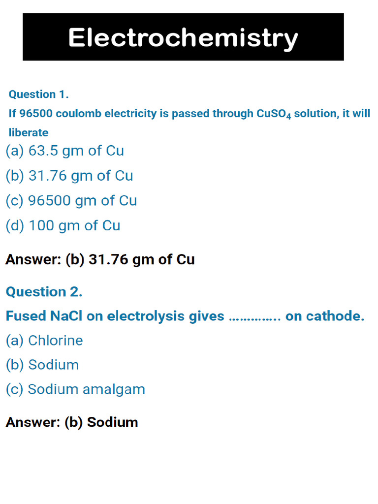 Unit III Electrochemistry_Chemistry (1) | PDF